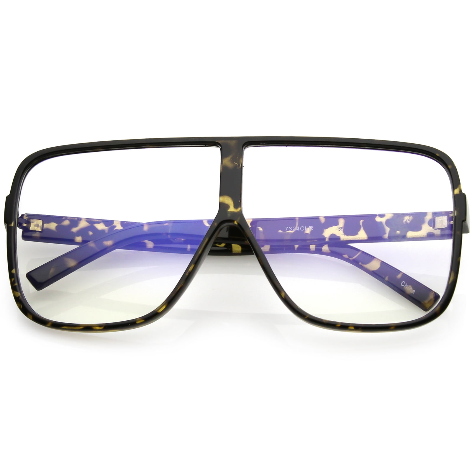 Oversize Thick Flat Top Square Sunglasses Super Flat Clear Lens 69mm ...