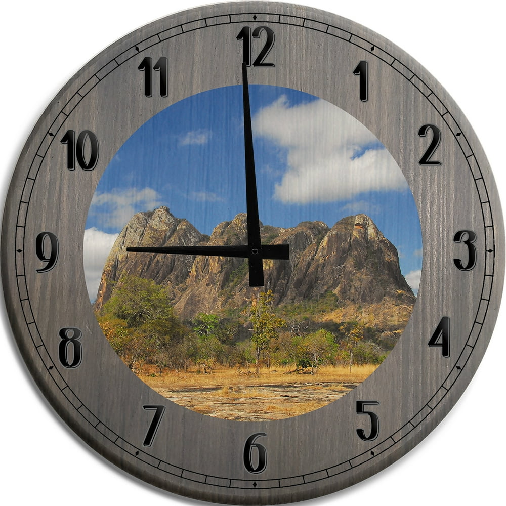 Large Wall Clock Mountain Plateau Wildlife Landscape Scene Man Cave ...
