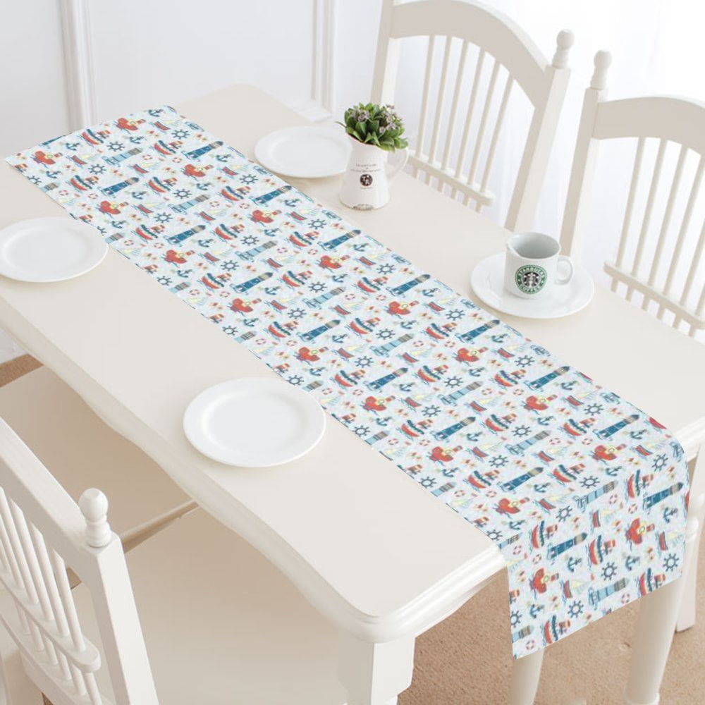 MYPOP Ocean Lighthouse Table Runner Placemat 14x72 inches, Sea Sail ...