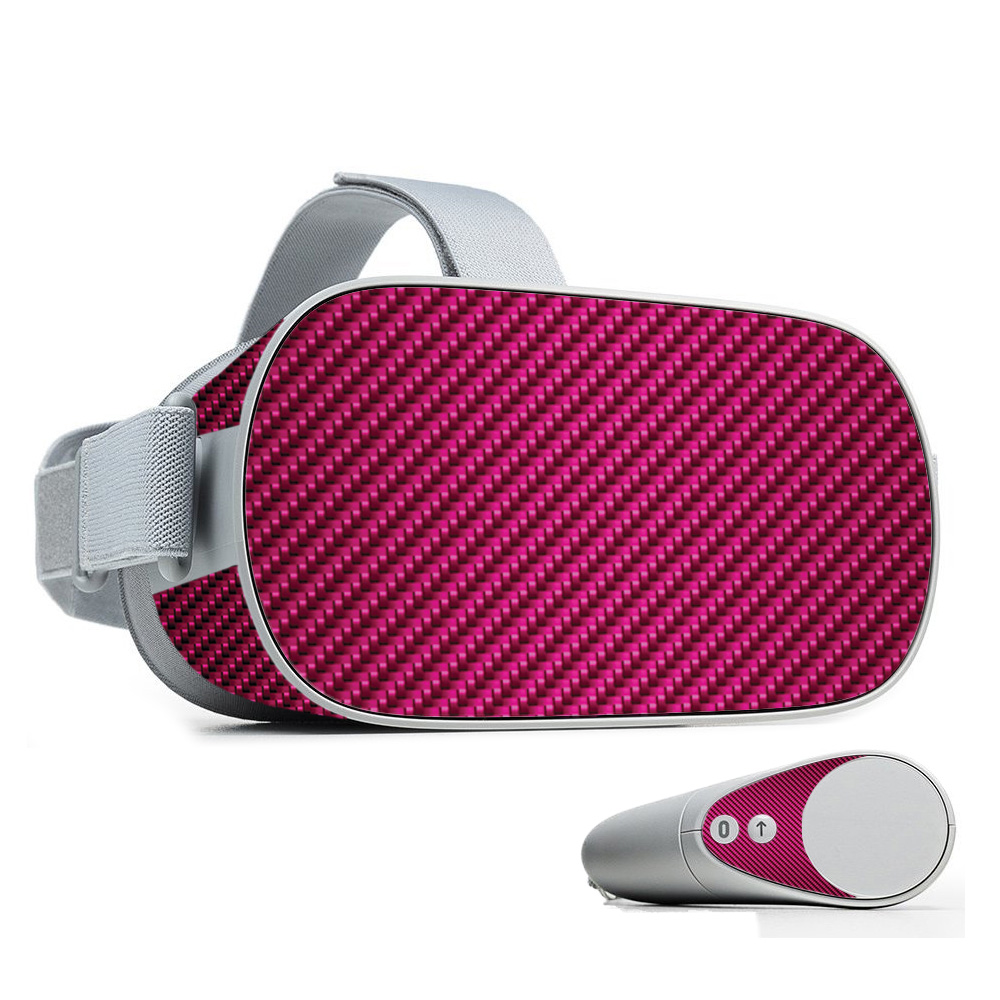 Skin Decal Compatible With Oculus Go Mobile VR Pink Carbon Fiber ...