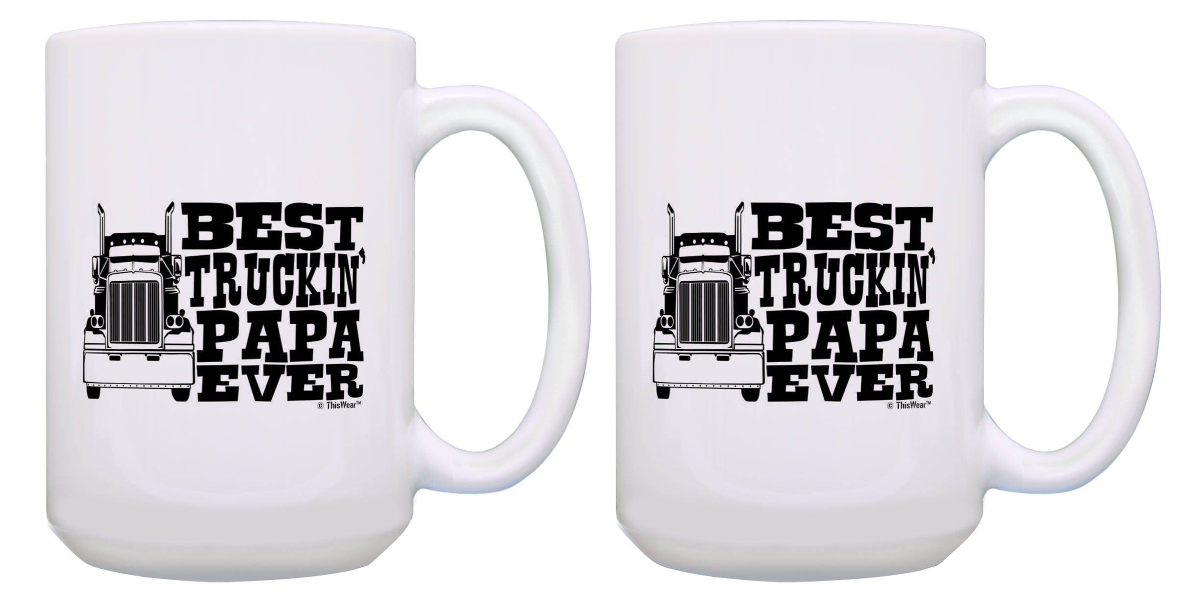 ThisWear Papa Gifts for Grandpa Best Truckin Papa Mug Papa Cups 2 Pack ...