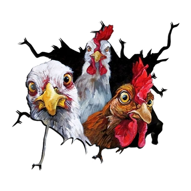 rudenlos 30cm Three Chicken Car Decal Sticker Torn Window Decal Wall ...