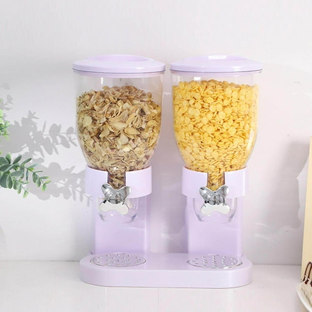 enqiretly Double Cereal Dispenser Dual Food Dispenser Plastic Rice ...