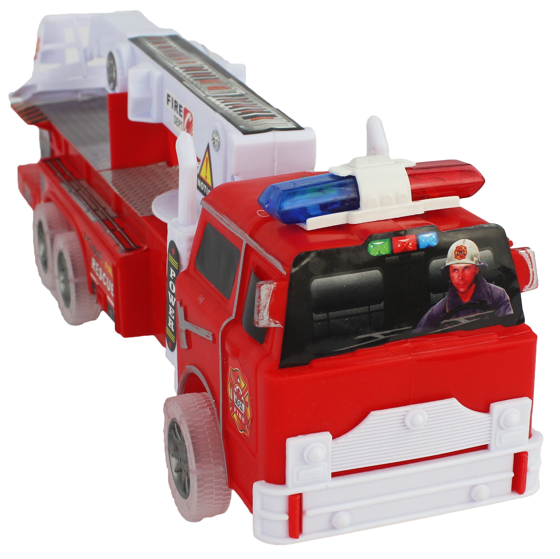 Battery Operated Light Up Friction Powered Pull Back Toy Fire ...