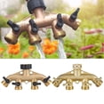 CaraMart Outdoor Brass 4 Way Hose Splitter High Flow Garden Water ...