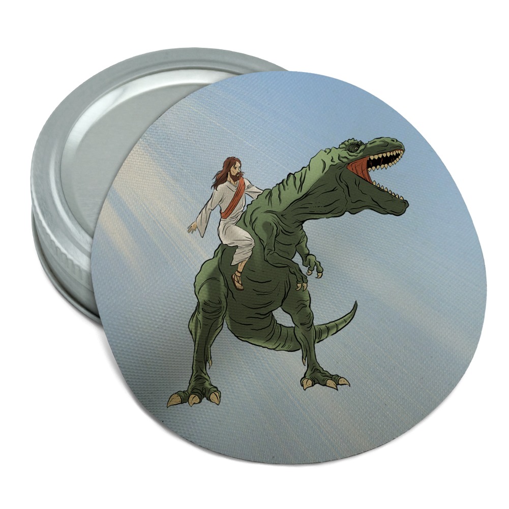 Jesus Riding a T-Rex Round Rubber Non-Slip Jar Gripper Lid Opener ...