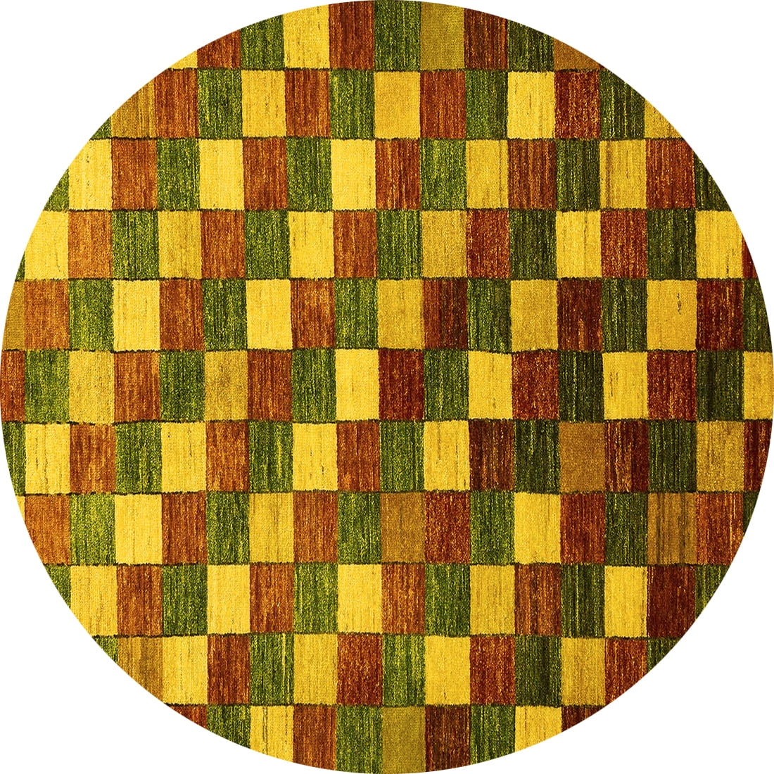 Ahgly Company Indoor Round Checkered Yellow Modern Area Rugs, 8' Round ...
