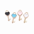 100 pc Alloy Pendants with Enamel Heart Key Light Gold Mixed Color ...