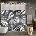 Black Fronds No Hook Shower Curtain with Snap in Liner, Black Slate ...
