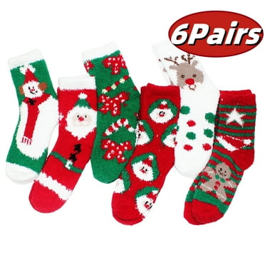 Kabuer Women Fuzzy Socks Christmas Socks for Women Cute Cartoon Holiday ...