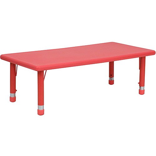 Adjustable Height Rectangular Plastic Activity Table, Red - Walmart.com