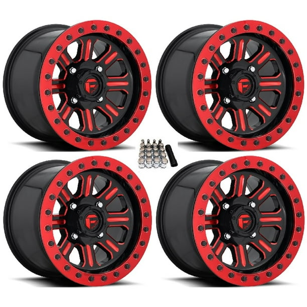 Fuel Hardline Beadlock 15x7/15x10 UTV Wheels Red Polaris RZR 1000 XP ...