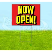 NOW OPEN YELLOW RED (18" X 24") CORRUGATED PLASTIC YARD SIGN, INCLUDES ...
