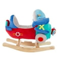 Rocking Plane Toy- Kids Plush Stuffed Ride On Wooden Rockers with ...