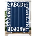 Bold Alphabet Shower Curtain, Modern Nautical Letters Dark Blue ...