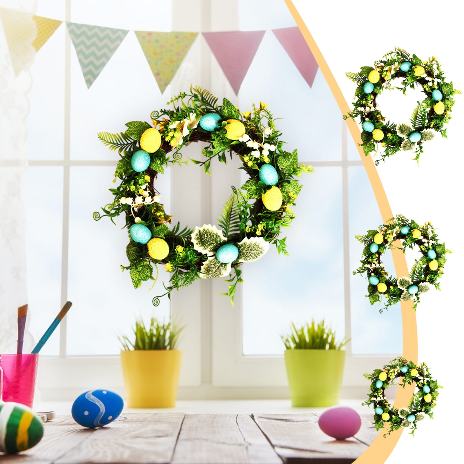 Click here for Blaxill Colorful Easter Egg Wreath With Artificial... prices