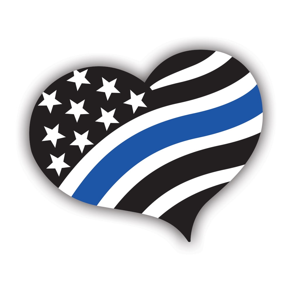Waving Thin Blue Line Heart Sticker Decal - Self Adhesive Vinyl ...