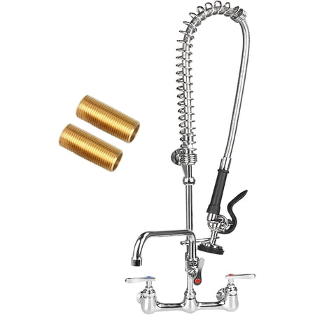 36" Height Commercial Sink Faucet with Pre Rinse Sprayer8 Inch Center ...