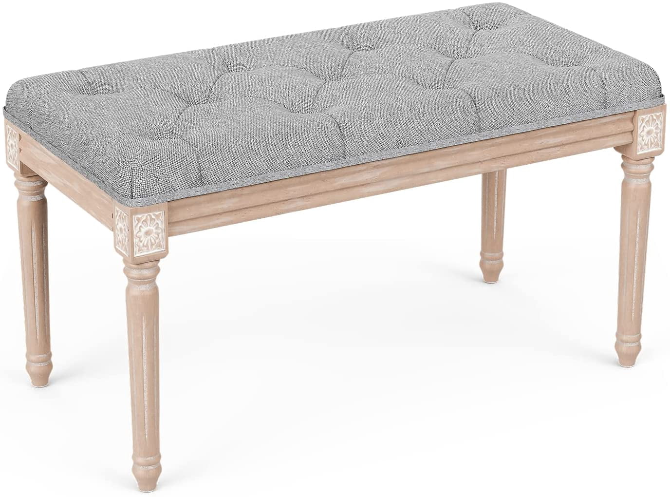 OKAKOPA Bedroom Bench Fabric Upholstered Entryway Ottoman Bench Tufted ...