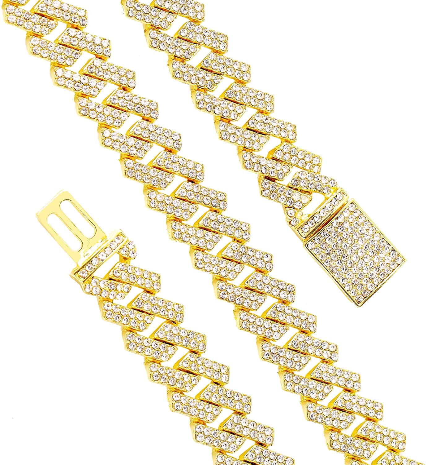 HH Bling Empire Iced Out Cuban Link Chain,Silver or Gold Diamond Cuban ...