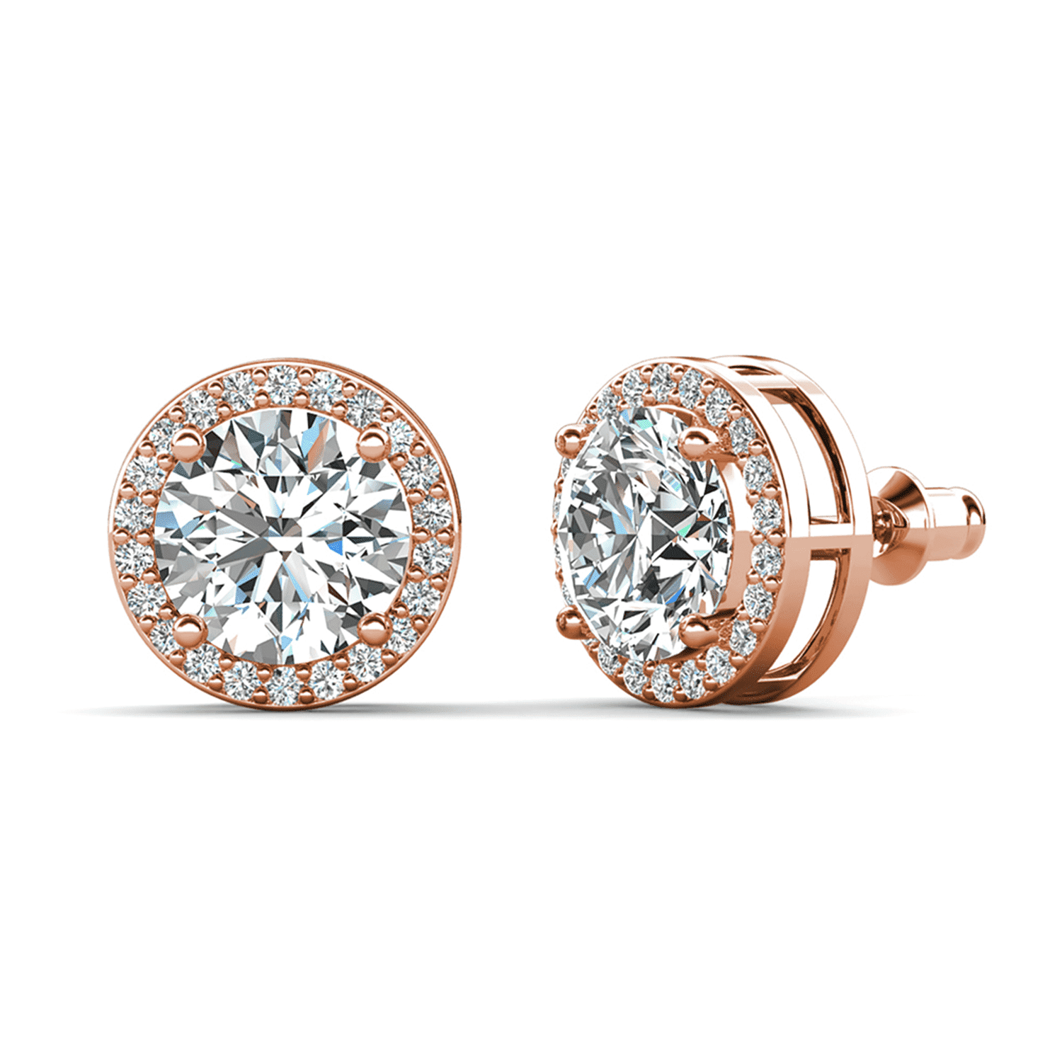 Click here for Cate & Chloe Ariel 18k Rose Gold Plated Halo Stud... prices