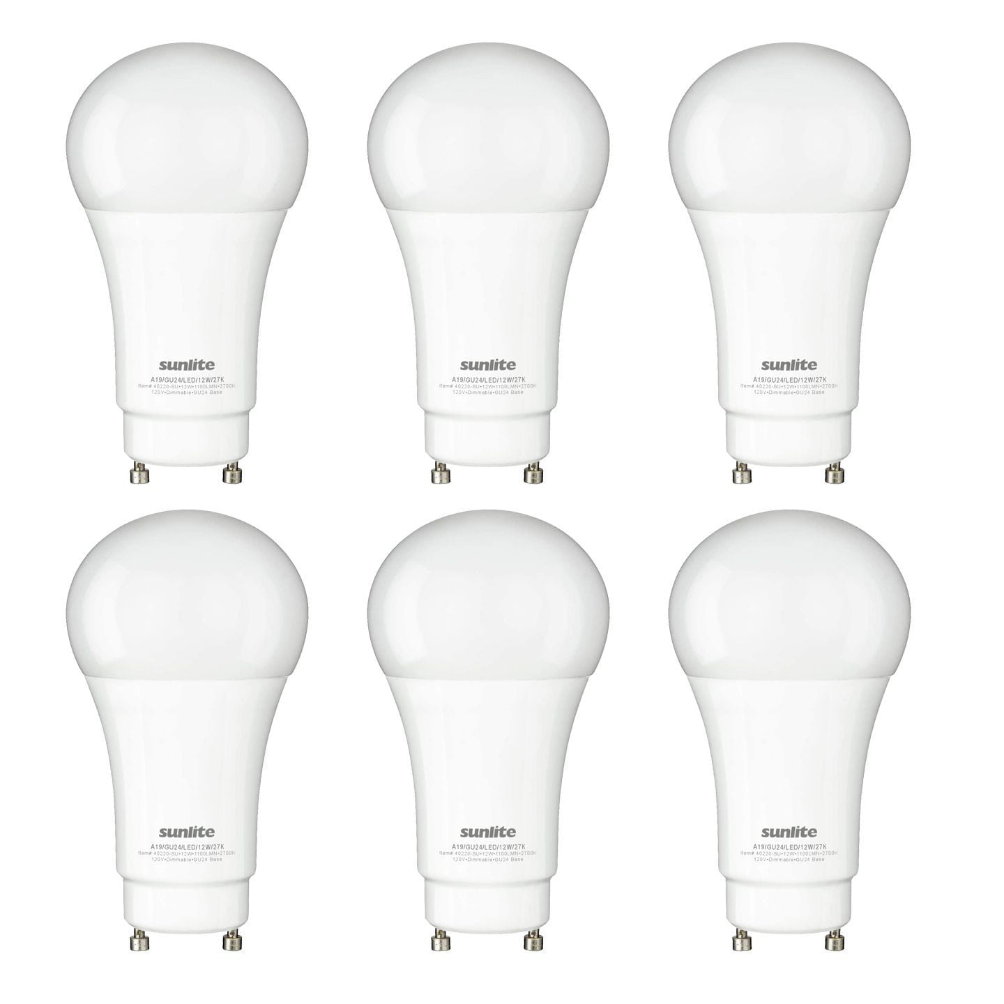 Sunlite LED A19 Light Bulb, 12 Watts (75W Equivalent), GU24 Twist and ...