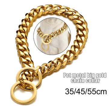W/W Lifetime Gold Cuban Chain Collar for Small Medium Large American ...