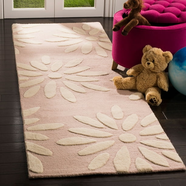 SAFAVIEH Kids Daisy Flowers Wool Runner Rug, Pink/Ivory, 2'6" x 8 ...