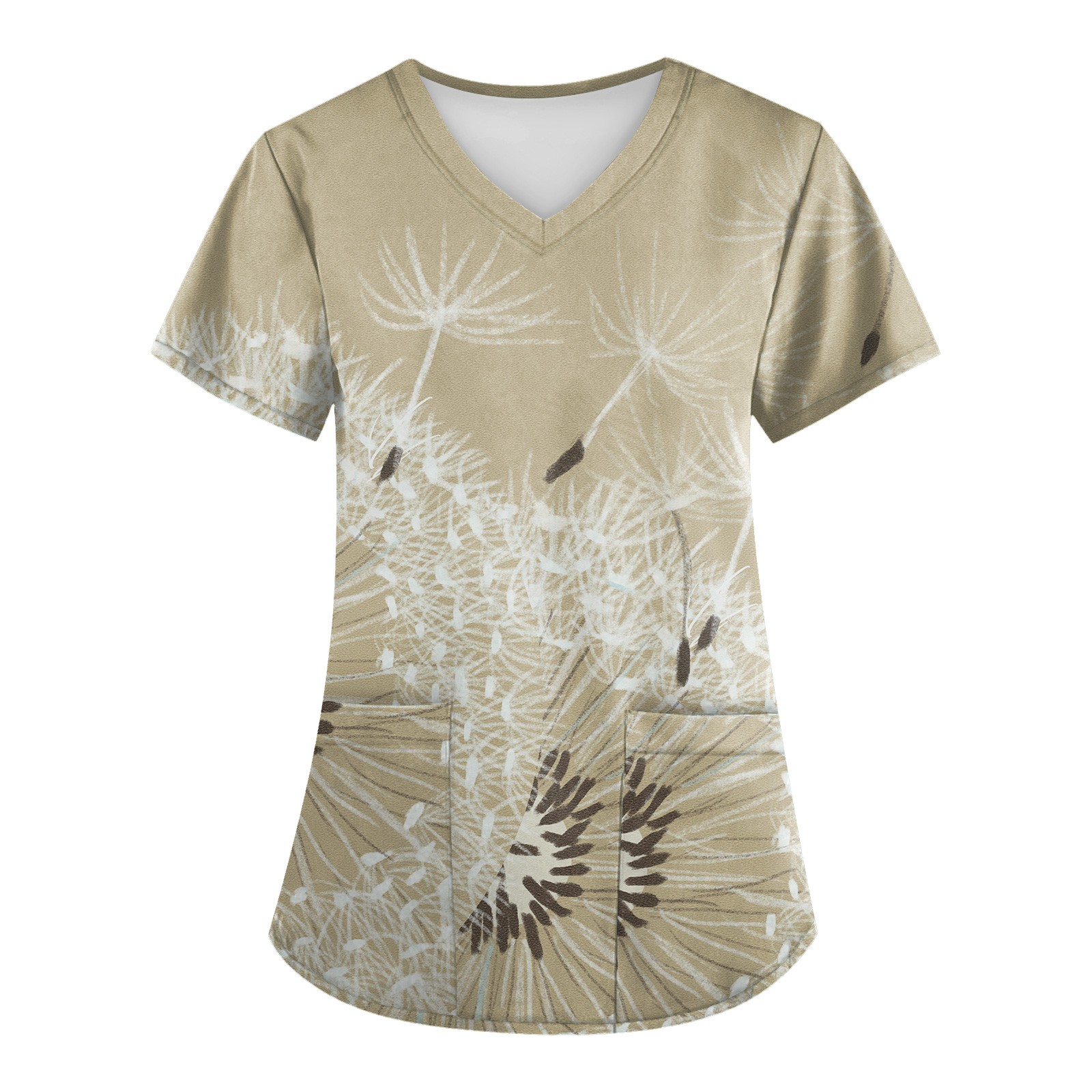 EHTMSAK Printed Scrub Tops Women with Pocket Floral Easy Fit ...