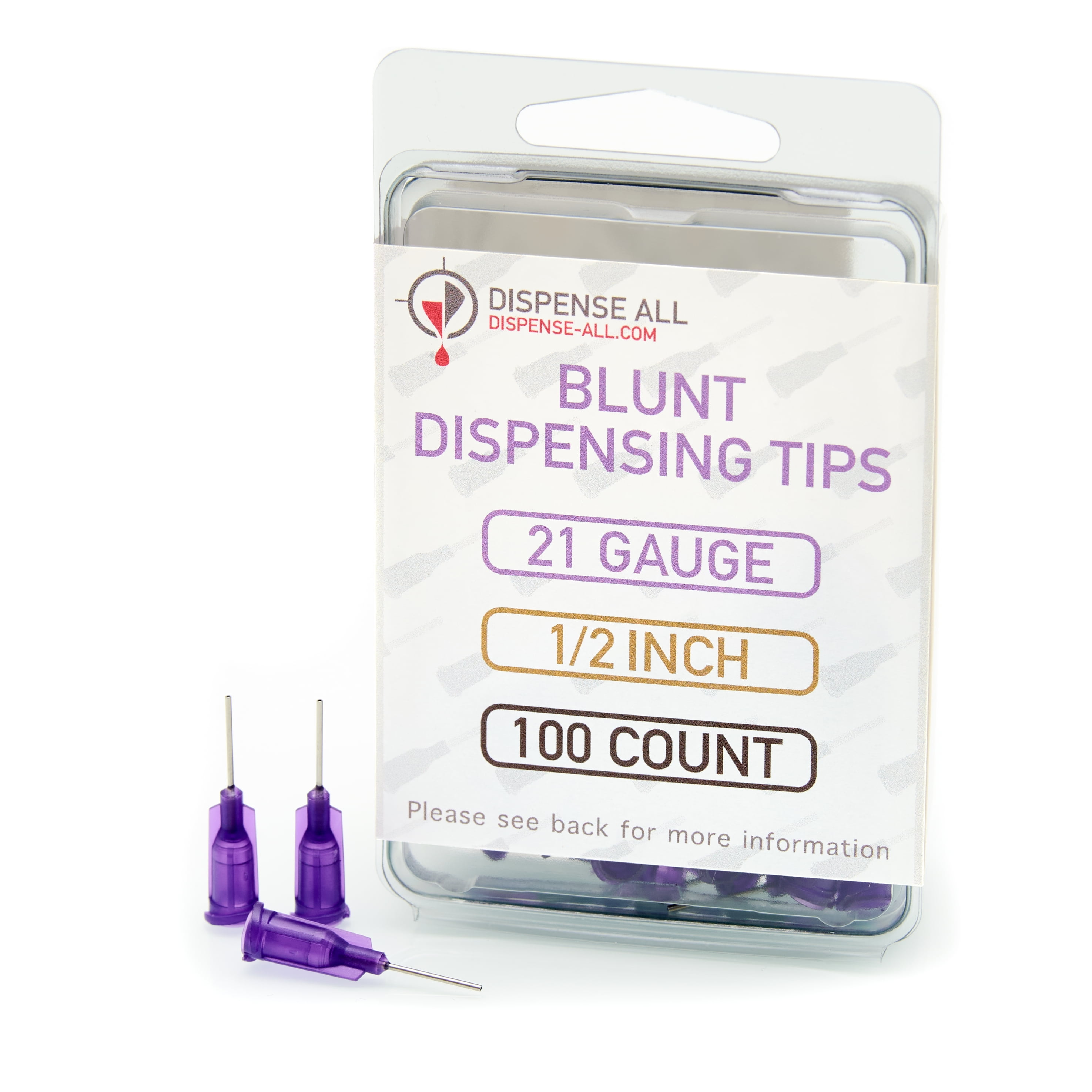 Dispense All - 21 Gauge 1/2 Inch Blunt Tipped Dispensing Needle, Luer ...
