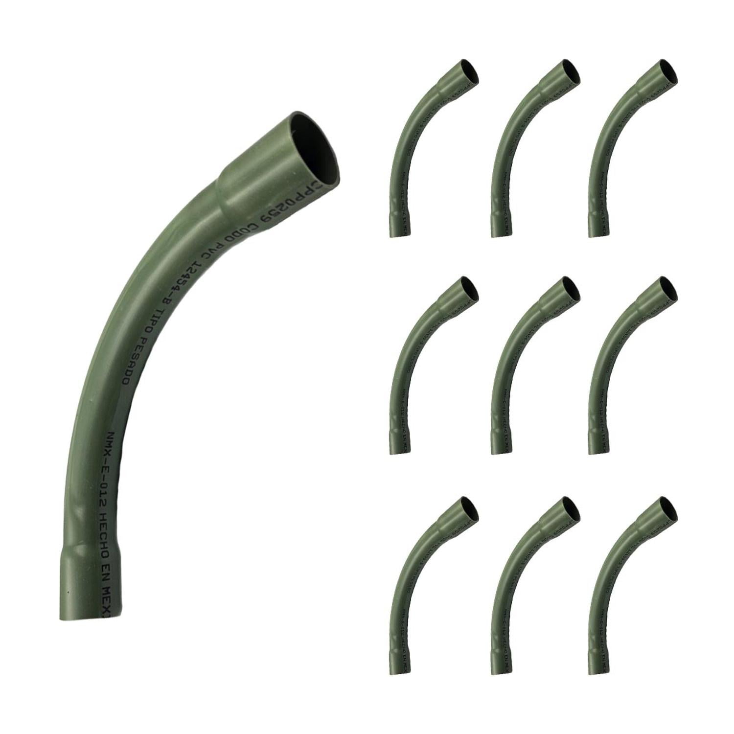 10 Pzs Codo Curvo 90° Conduit Verde Pvc Pesado 1 1/2 C/Cople verde 1 1/ ...