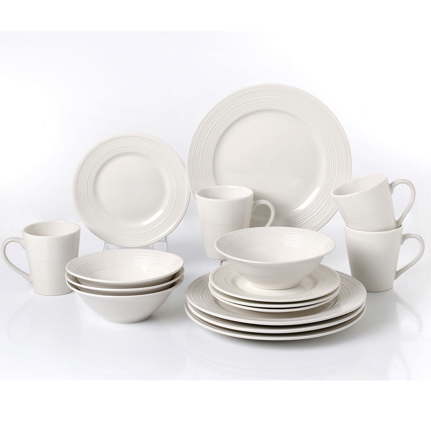 Lorren Home Trends 16 Piece White Porcelain Dinnerware Set - Service ...