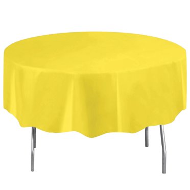 Way to Celebrate! Round Plastic Neon Yellow Table Cover, 84in - Walmart.com