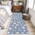 Area Rug 24×72in, Cartoon Dog Paw on Blue Floor Carpet Living Room Rug ...