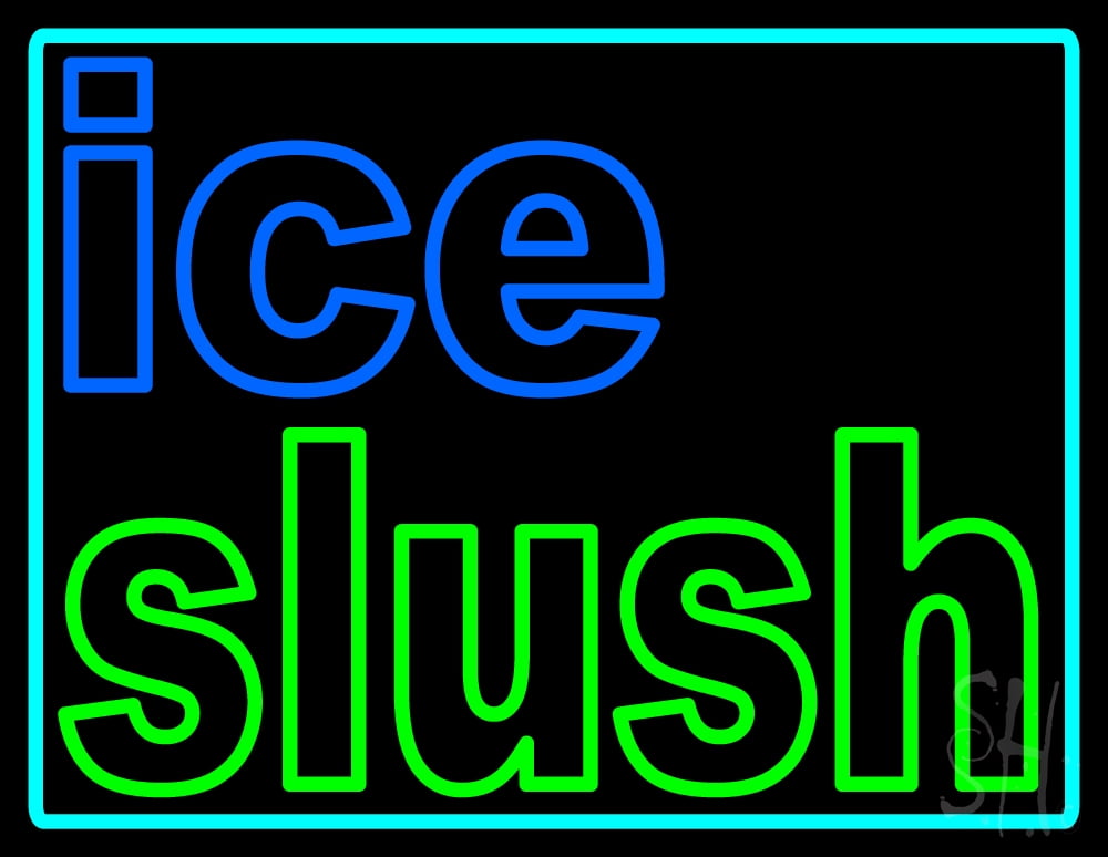 Ice Slush Logo LED Neon Sign 24 x 31 - inches, Black Square Cut Acrylic ...