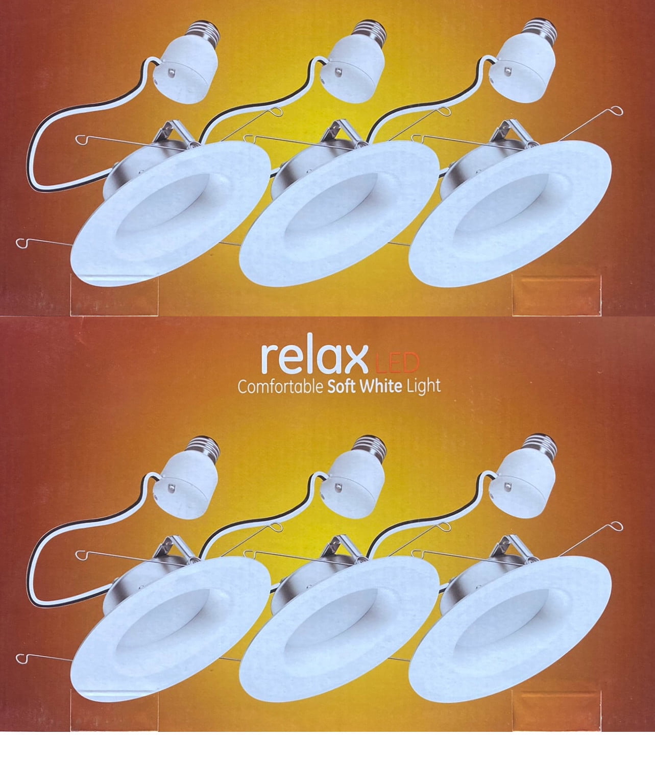(6 lamps) GE LIGHTING 47697 relax HD LED Light Bulbs, 6 inch recessed ...