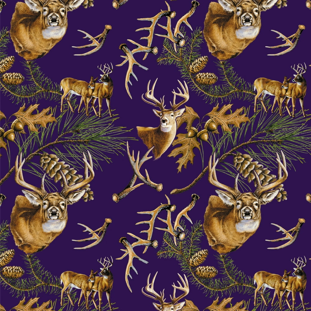 Deer Antlers Pine Tree Cones Hunting Premium Roll Gift Wrap Wrapping ...