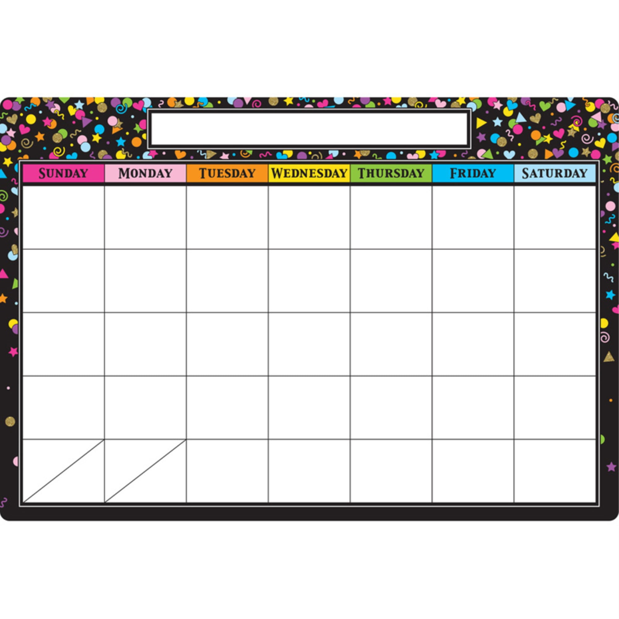 Smart Poly Chart Black Confetti Calendar, 13" x 19" | Bundle of 5 ...