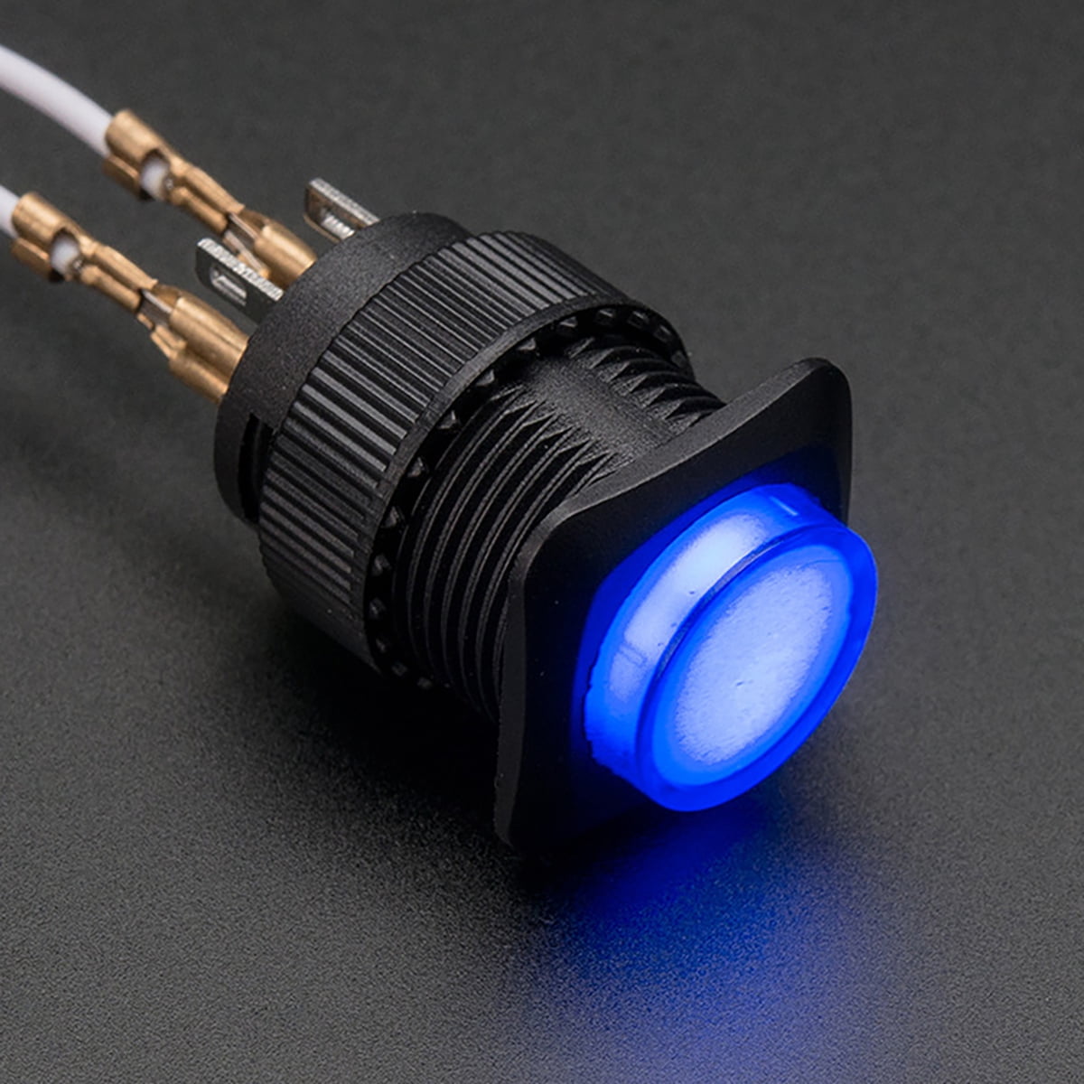 Adafruit 16mm Illuminated Pushbutton - Blue Latching On/Off Switch ...