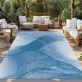 Abstract Ombre Outdoor Rug, Light Blue Marble Texture with Golden Line ...