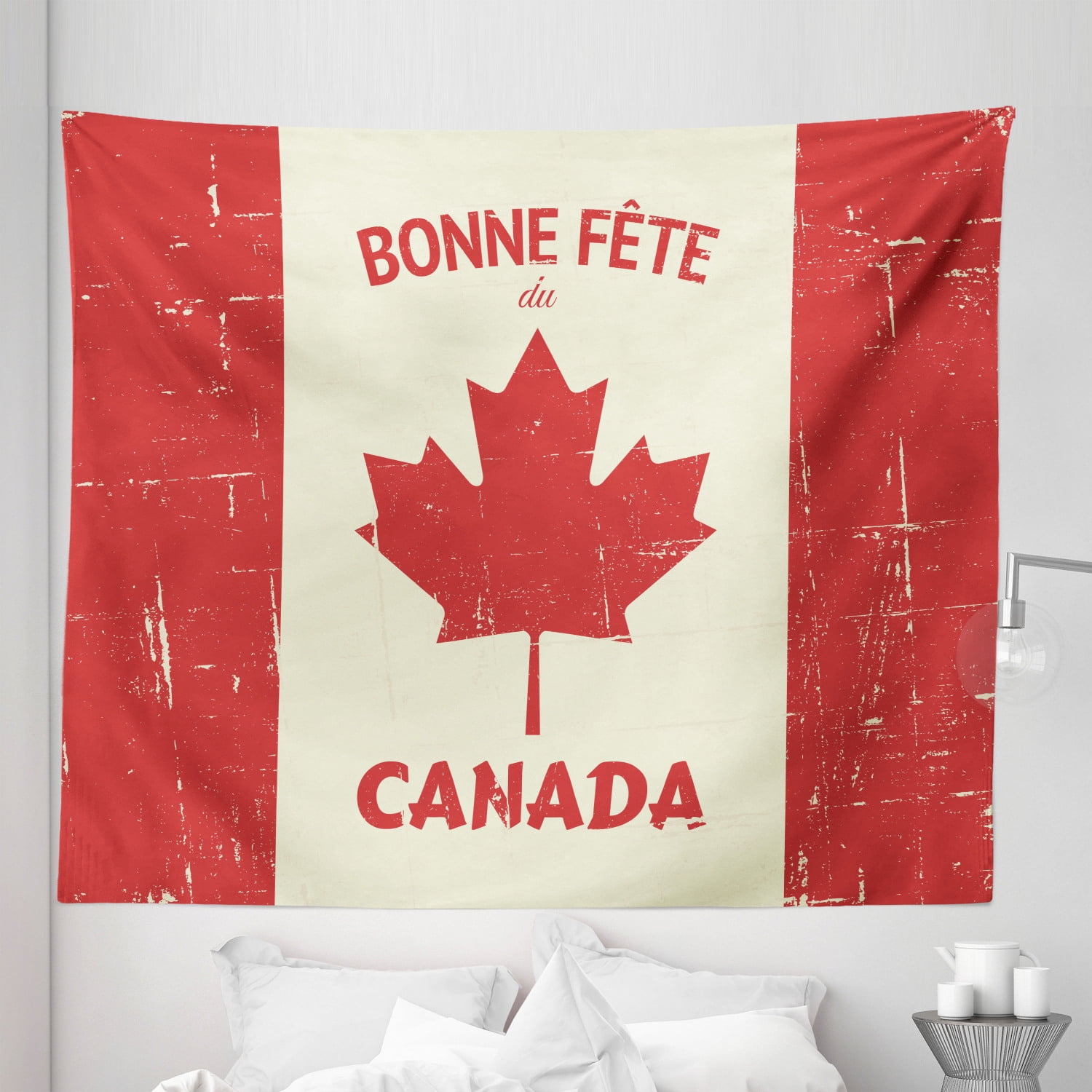 Canada Tapestry, Happy Canada Day Concept Bonne Fete du Canada Words on ...