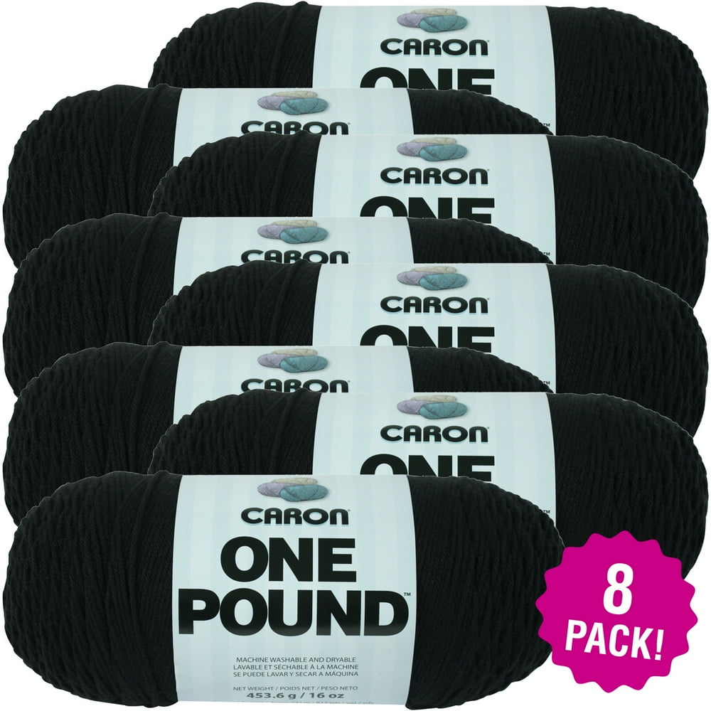 Caron One Pound Yarn - Black, Multipack of 8 - Walmart.com - Walmart.com