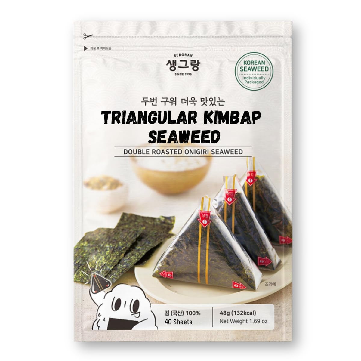 Korean Onigiri Seaweed Wrapper 40 Sheets, Individual Pack, Nori, Kimbap ...