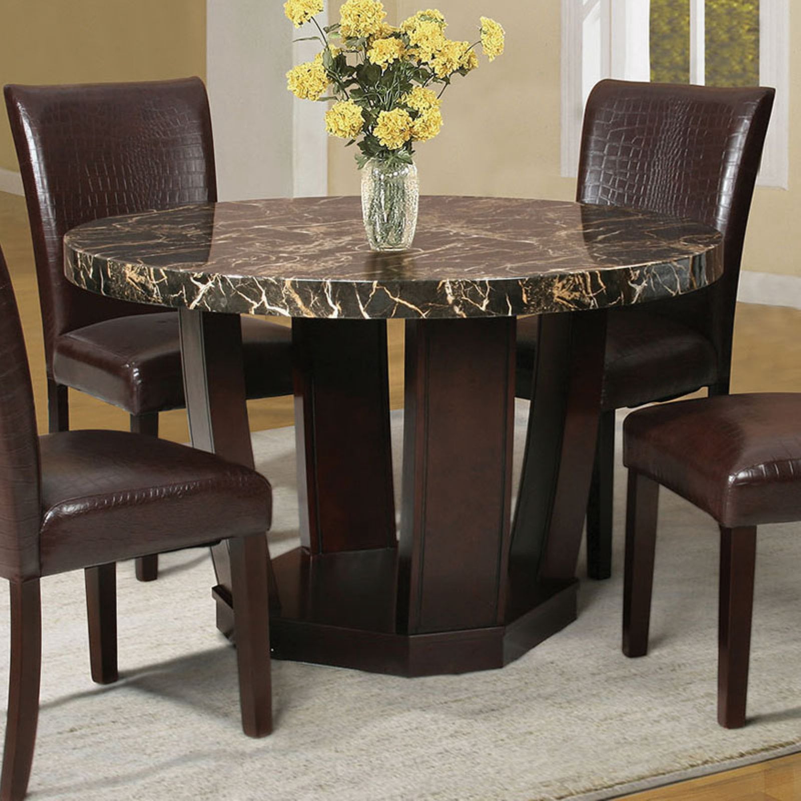 Acme Furniture Adolph Faux Marble Round Dining Table Walmart