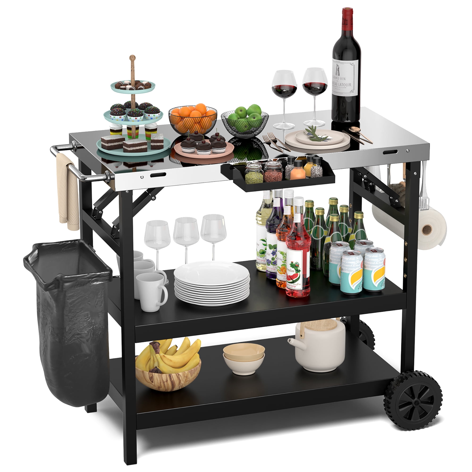 Click here for Gymax 3-Shelf Movable Grill Cart Table Home & Outd... prices