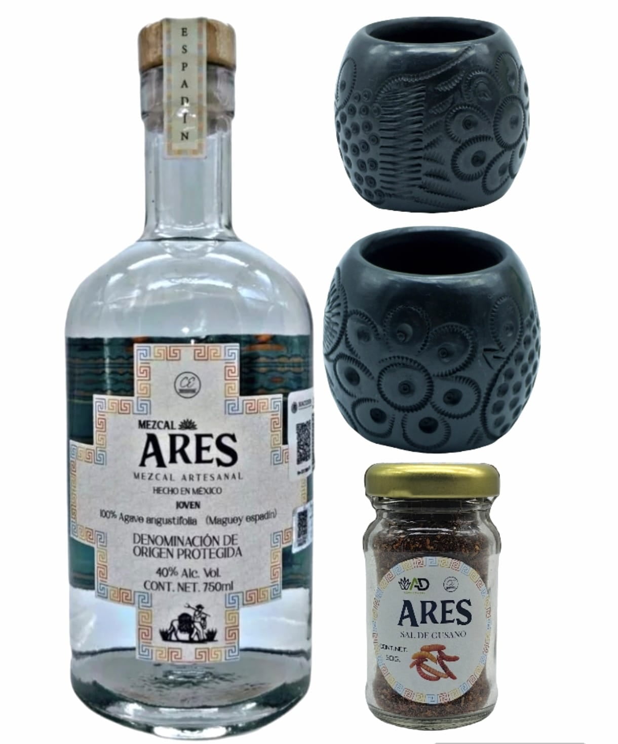 KIT MEZCAL ARES Espadín 750ml + 2 mezcaleros + sal | Bodega Aurrera en ...