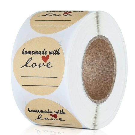 Jianama 500pcs Handmade with Love Stickers Kraft Paper Seal Label Tags ...