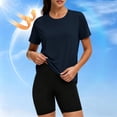 BLCHUNen Workout Tops for Women Crew Neck Curved Hem Short Sleeve ...