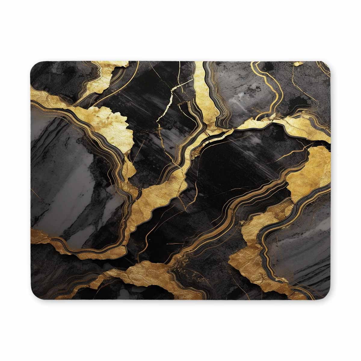 Black Gold Marble Mouse Pad, Modern Grey Agate with Golden Marbling ...