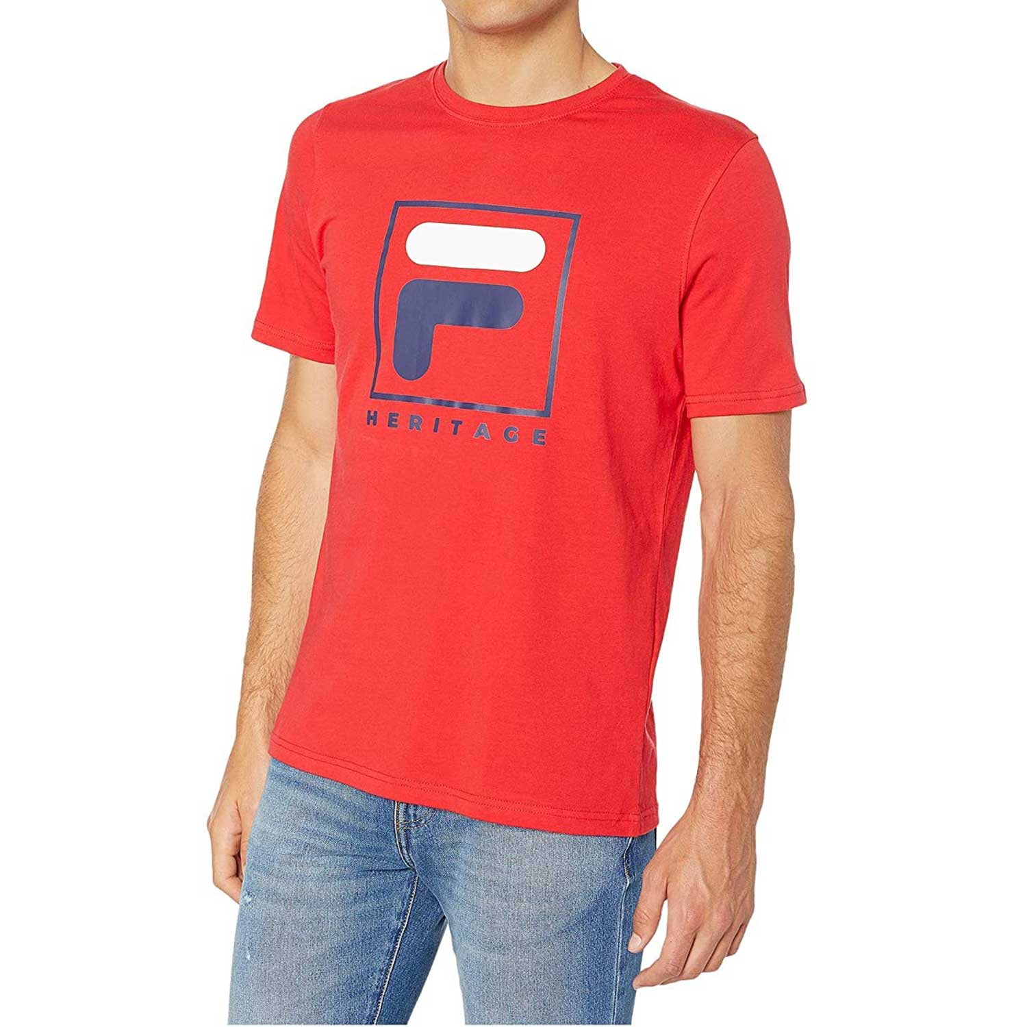 Fila Heritage F Box Logo Men's T-Shirt Chinese Red lm913787-622 ...